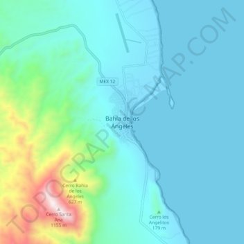 Bahía de los Ángeles topographic map, elevation, terrain