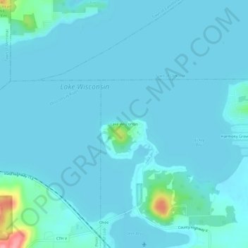 Lake Wisconsin topographic map, elevation, terrain