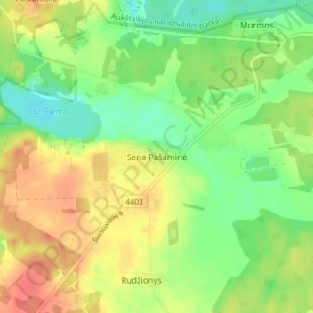 Sena Pašaminė topographic map, elevation, terrain