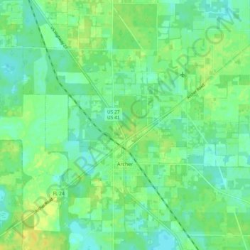 Archer topographic map, elevation, terrain