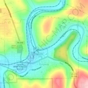 Ridgway topographic map, elevation, terrain
