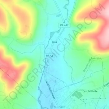 Iola topographic map, elevation, terrain