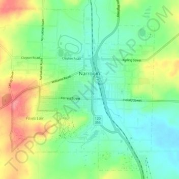 Narrogin topographic map, elevation, terrain