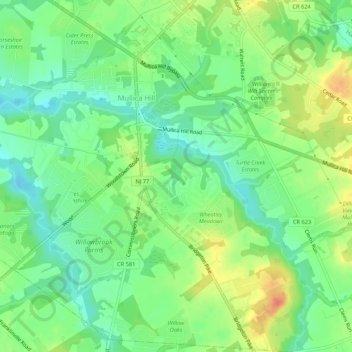 Mullica Hill topographic map, elevation, terrain