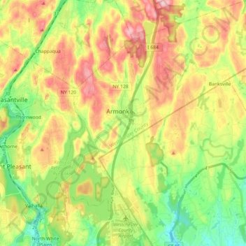 Town of North Castle topographic map, elevation, terrain