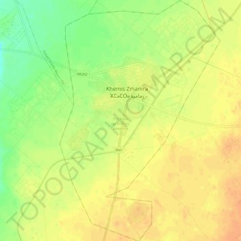 Zemamra topographic map, elevation, terrain