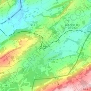 Les Breuleux topographic map, elevation, terrain