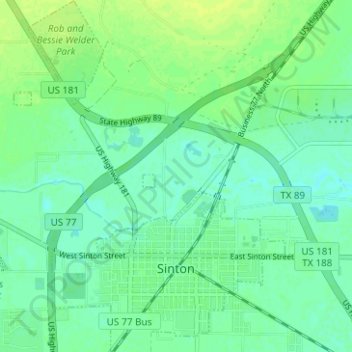 Sinton topographic map, elevation, terrain