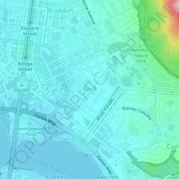 Reid topographic map, elevation, terrain