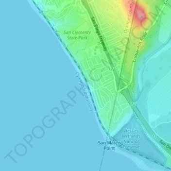 Playa Las Palmeras topographic map, elevation, terrain